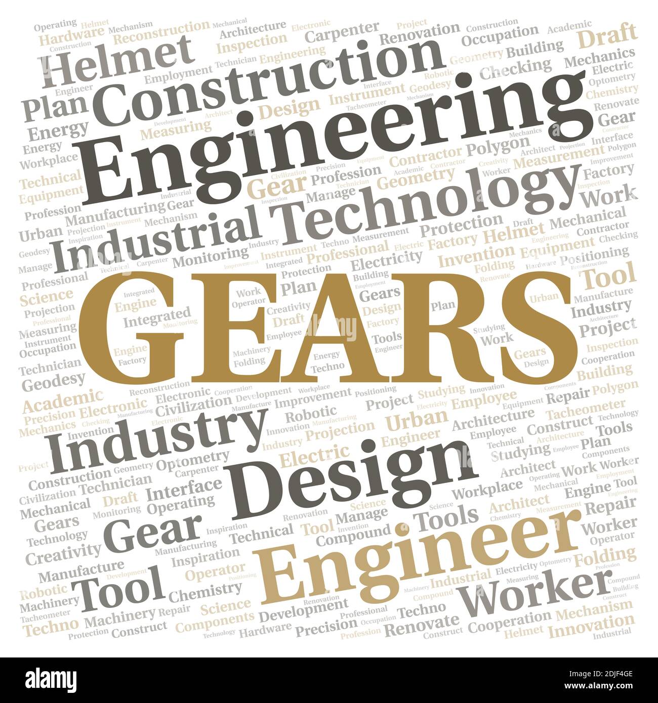 Gears typography word cloud create with text only Stock Photo - Alamy
