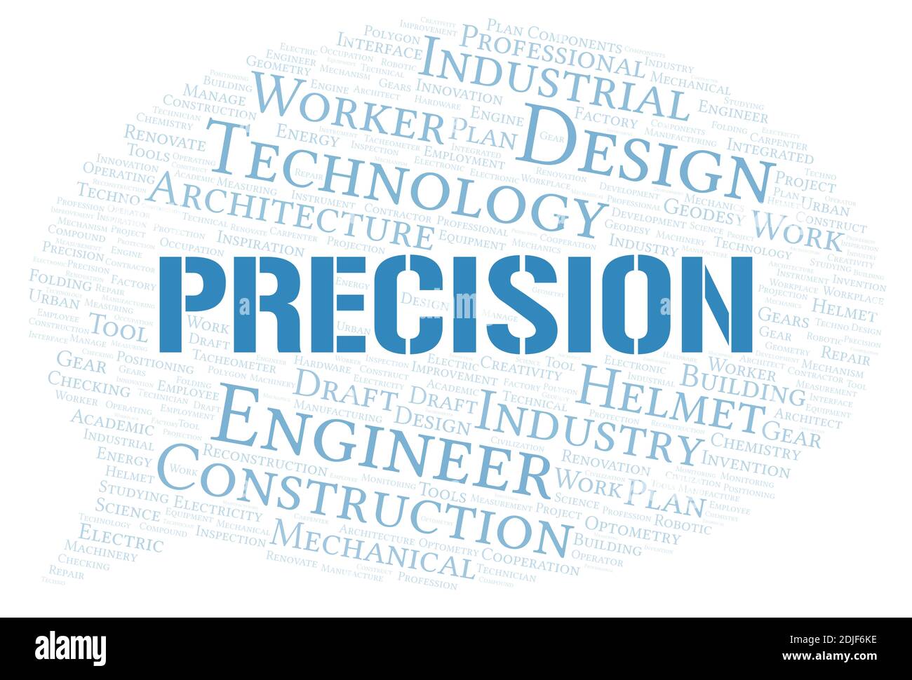 Precision typography word cloud create with text only Stock Photo - Alamy