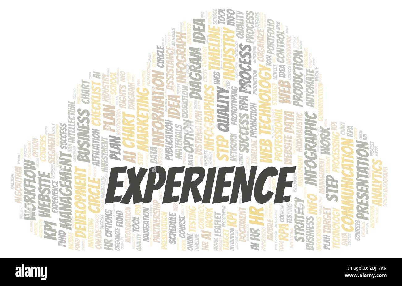 Experience typography word cloud create with text only Stock Photo - Alamy