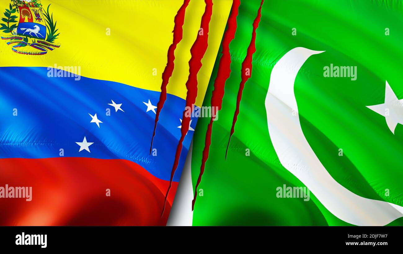 Venezuela and Pakistan flags with scar concept. Waving flag,3D ...