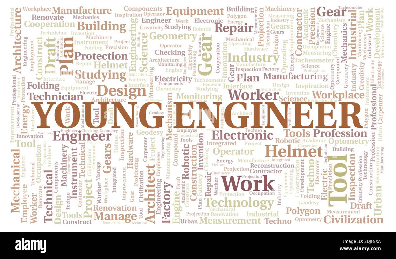 Young Engineer typography word cloud create with text only Stock Photo ...