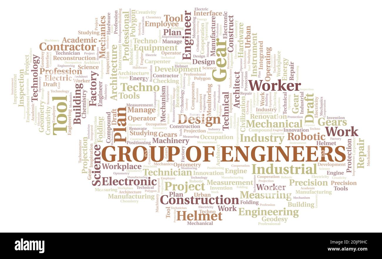 Group Of Engineers typography word cloud create with text only Stock ...