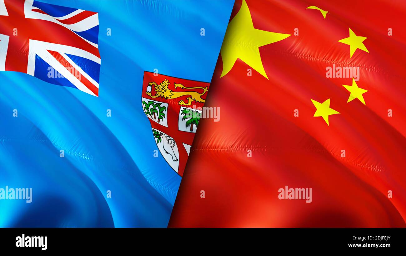 Fiji and China flags. 3D Waving flag design. Fiji China flag, picture ...