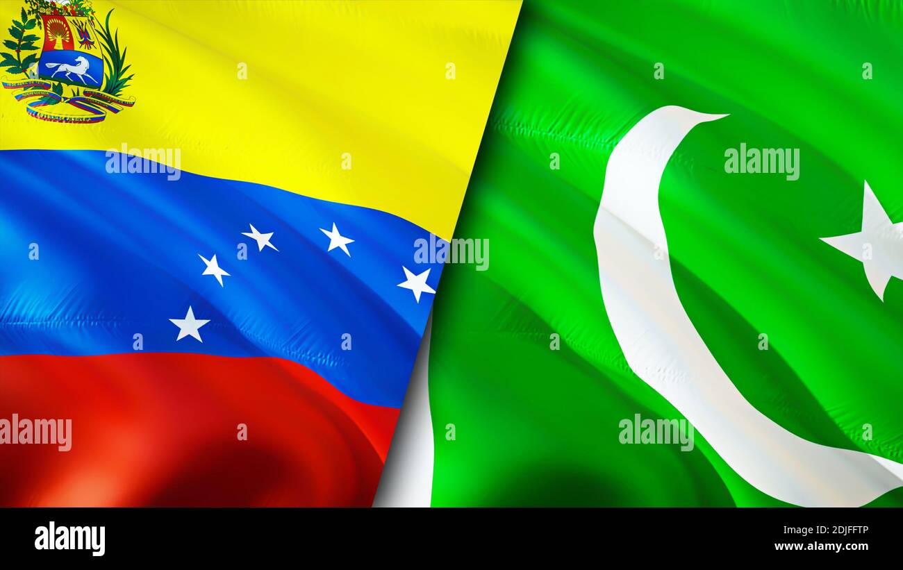 Venezuela and Pakistan flags. 3D Waving flag design. Venezuela Pakistan ...