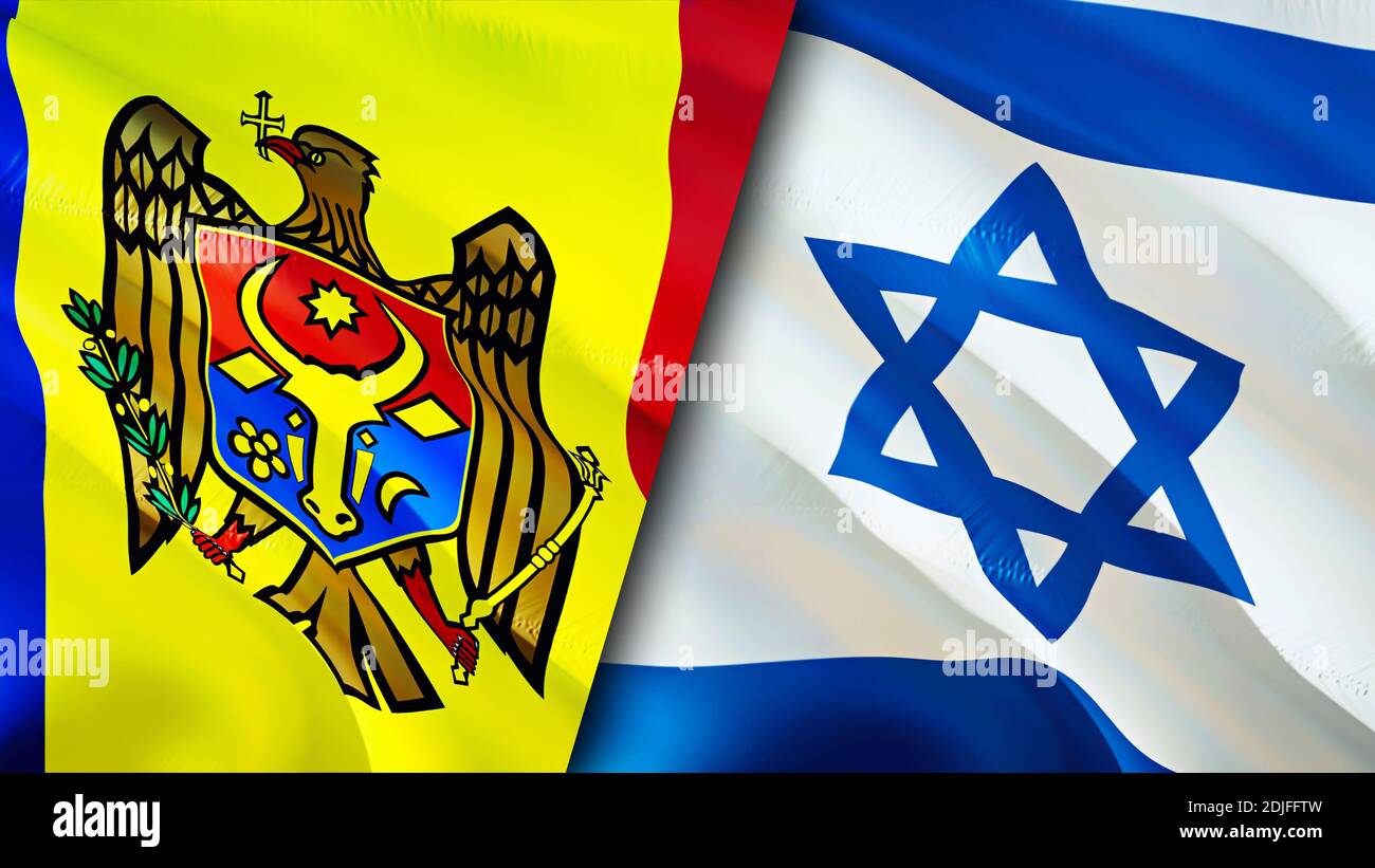 Moldova and Israel flags. 3D Waving flag design. Moldova Israel flag ...