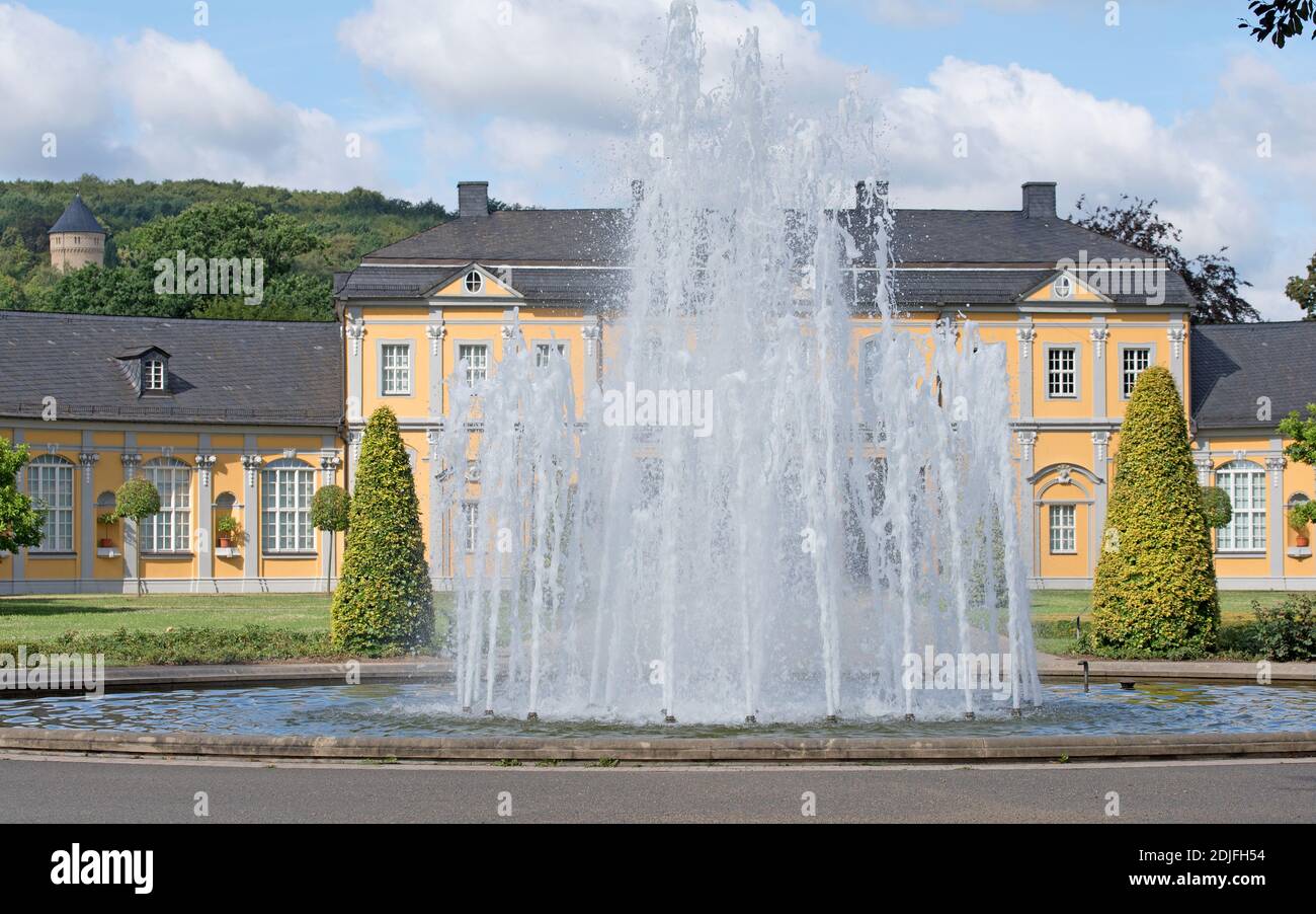 Partial view of the orangery with fountain in Gera, Germany Stock Photo ...