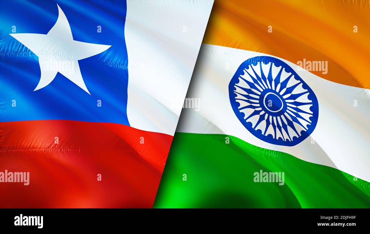 Chile and India flags. 3D Waving flag design. Chile India flag, picture ...