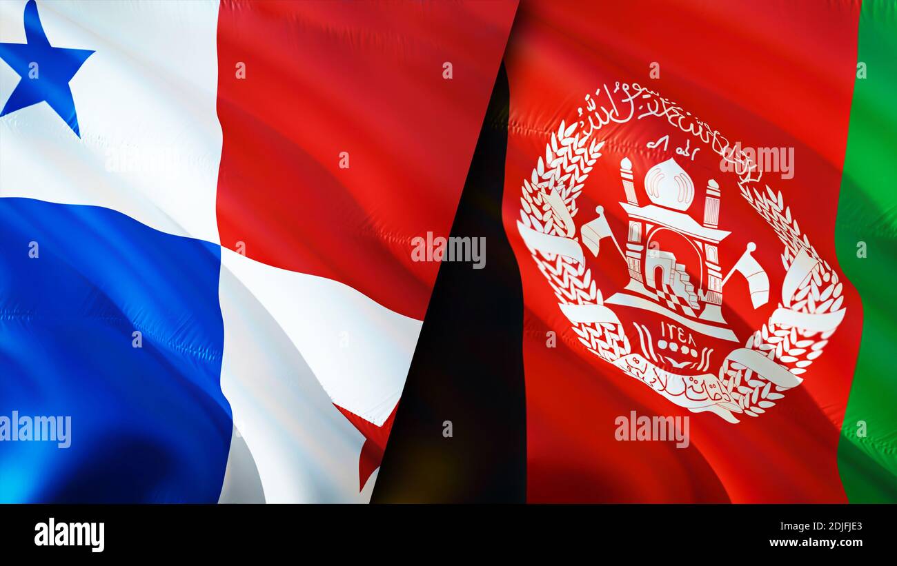 Panama and Afghanistan flags. 3D Waving flag design. Panama Afghanistan ...