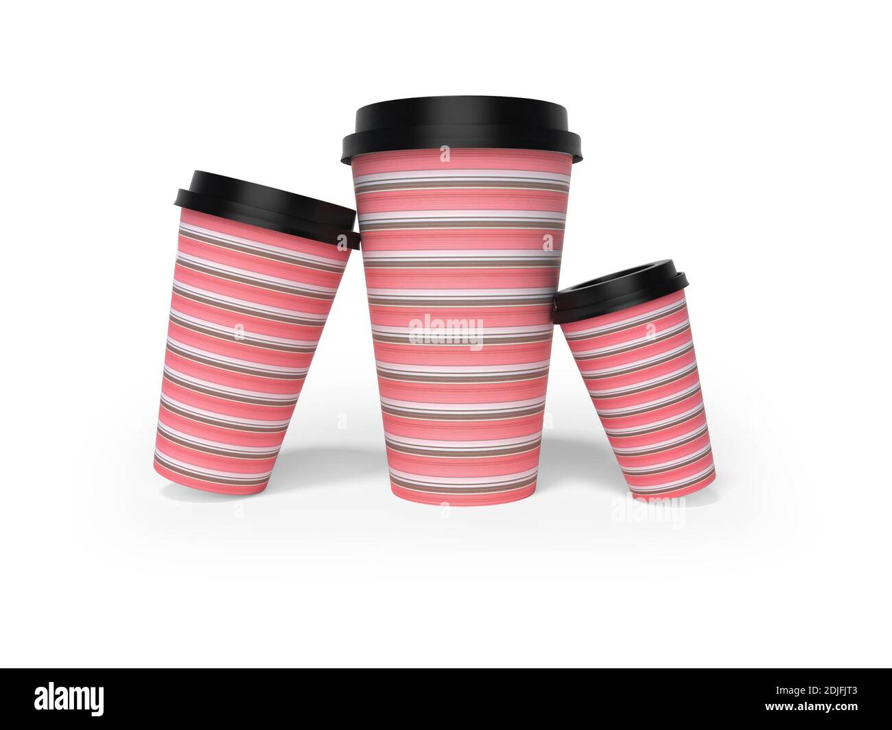 3D rendering of three disposable cups for different containers of hot ...
