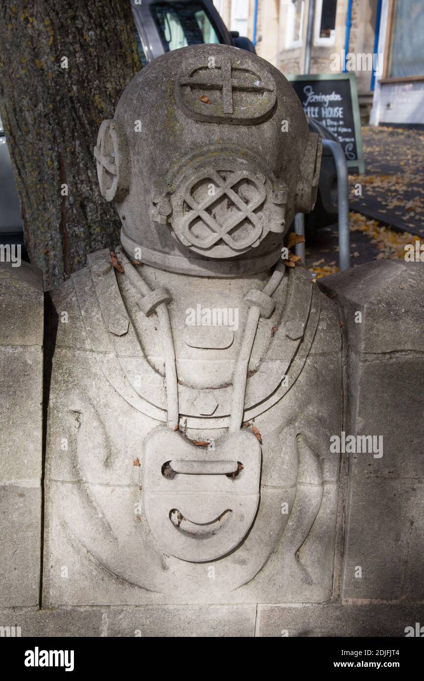 A statue of a deep sea diver in Faringdon, Oxfordshire in the UK, taken ...