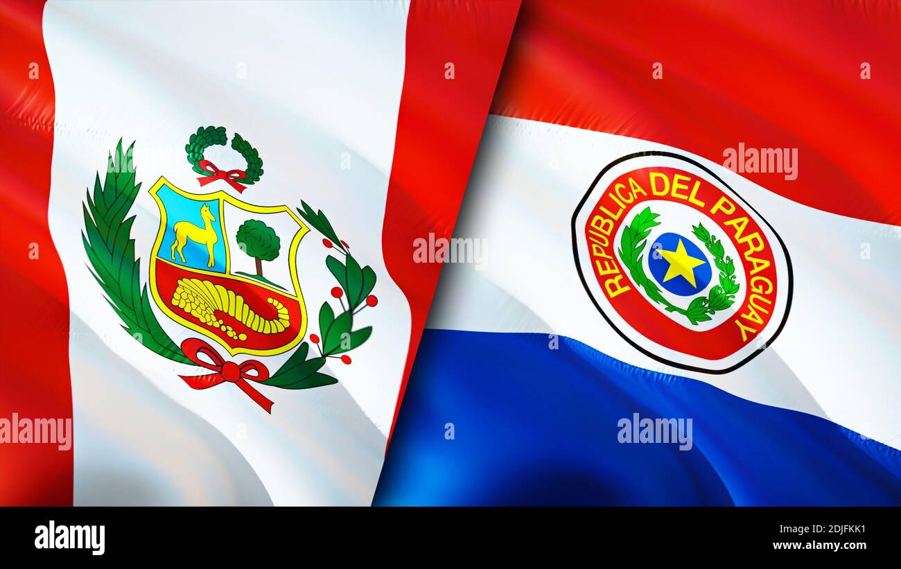 Peru and Paraguay flags. 3D Waving flag design. Peru Paraguay flag ...