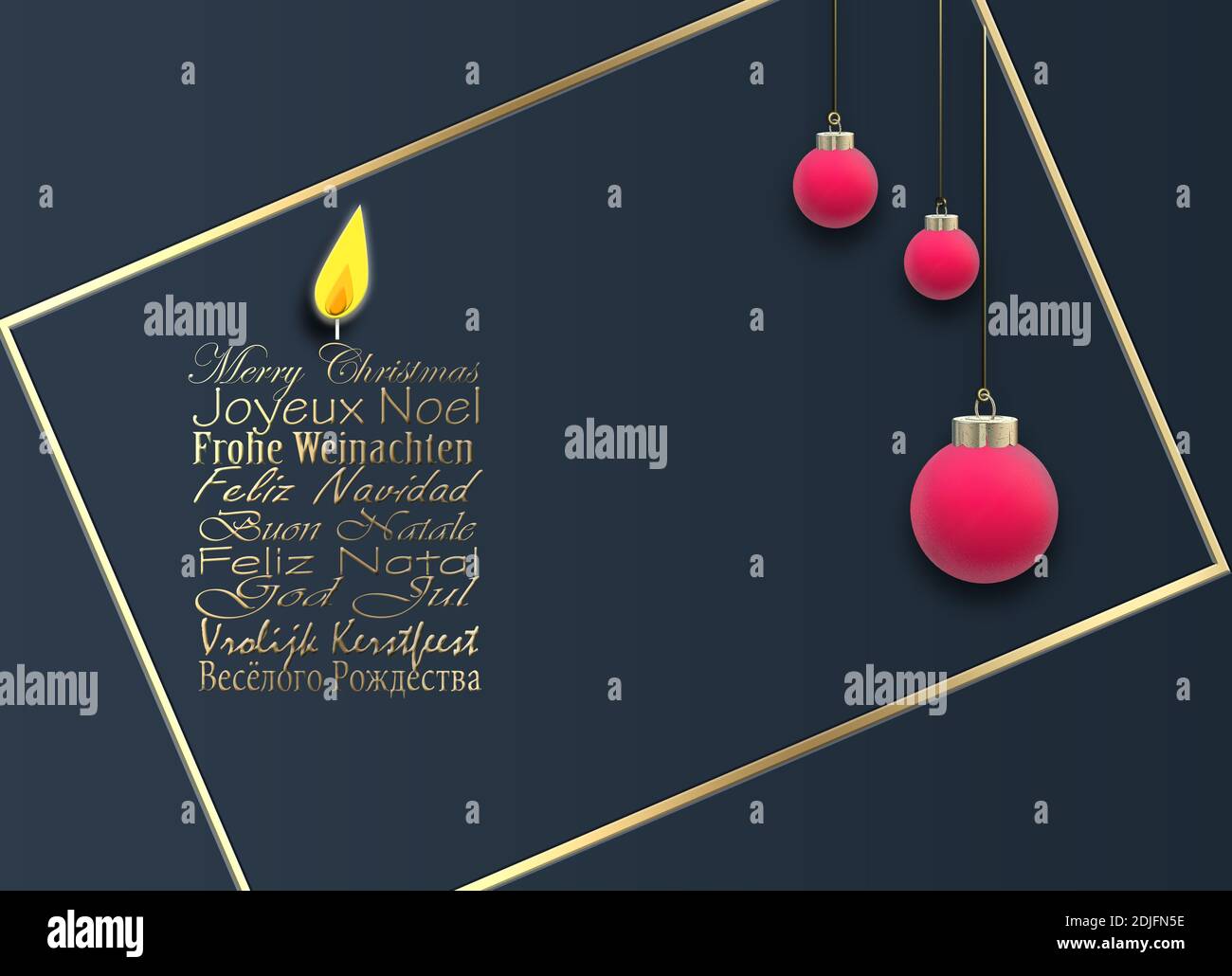 Merry Christmas business card. Christmas wishes in European languages ...