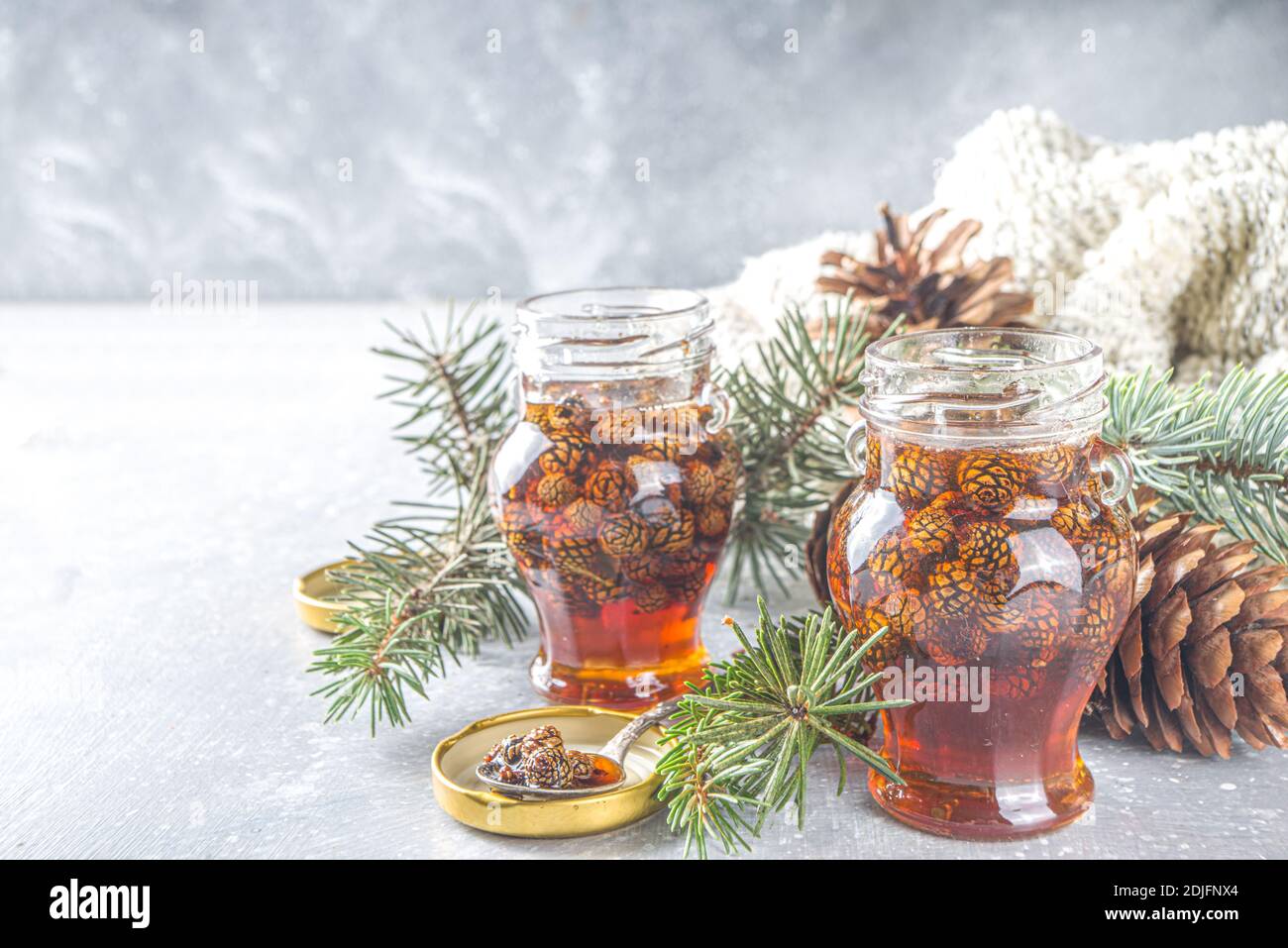 Traditional Siberian and Ukrainian sweet dessert jam. Homemade Pine ...