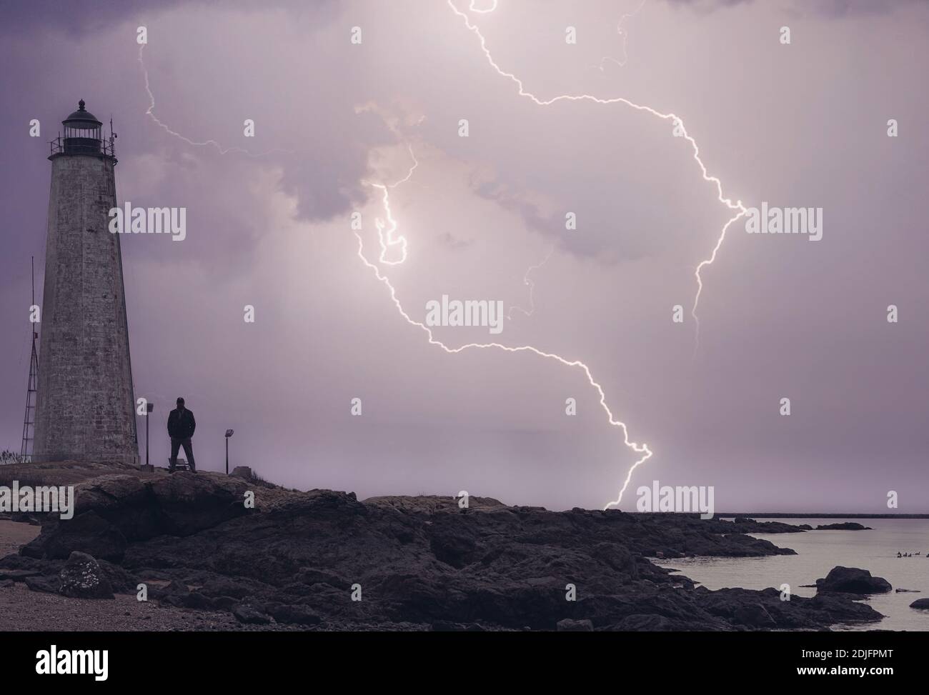Dramatic lightning storm lighthouse hi-res stock photography and images ...