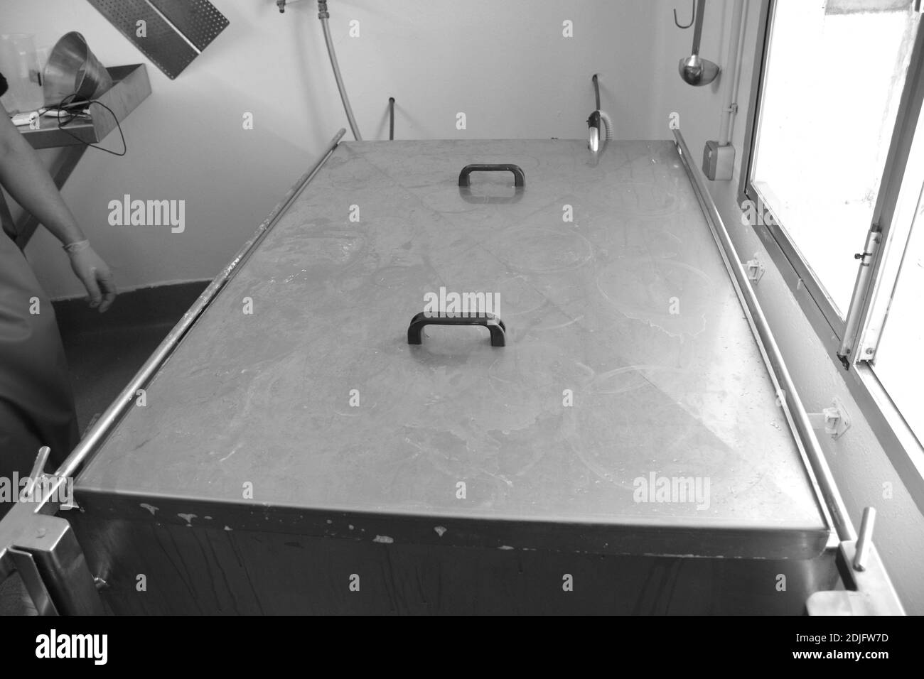 Closed milk tank to catch the right milk temperature Stock Photo - Alamy