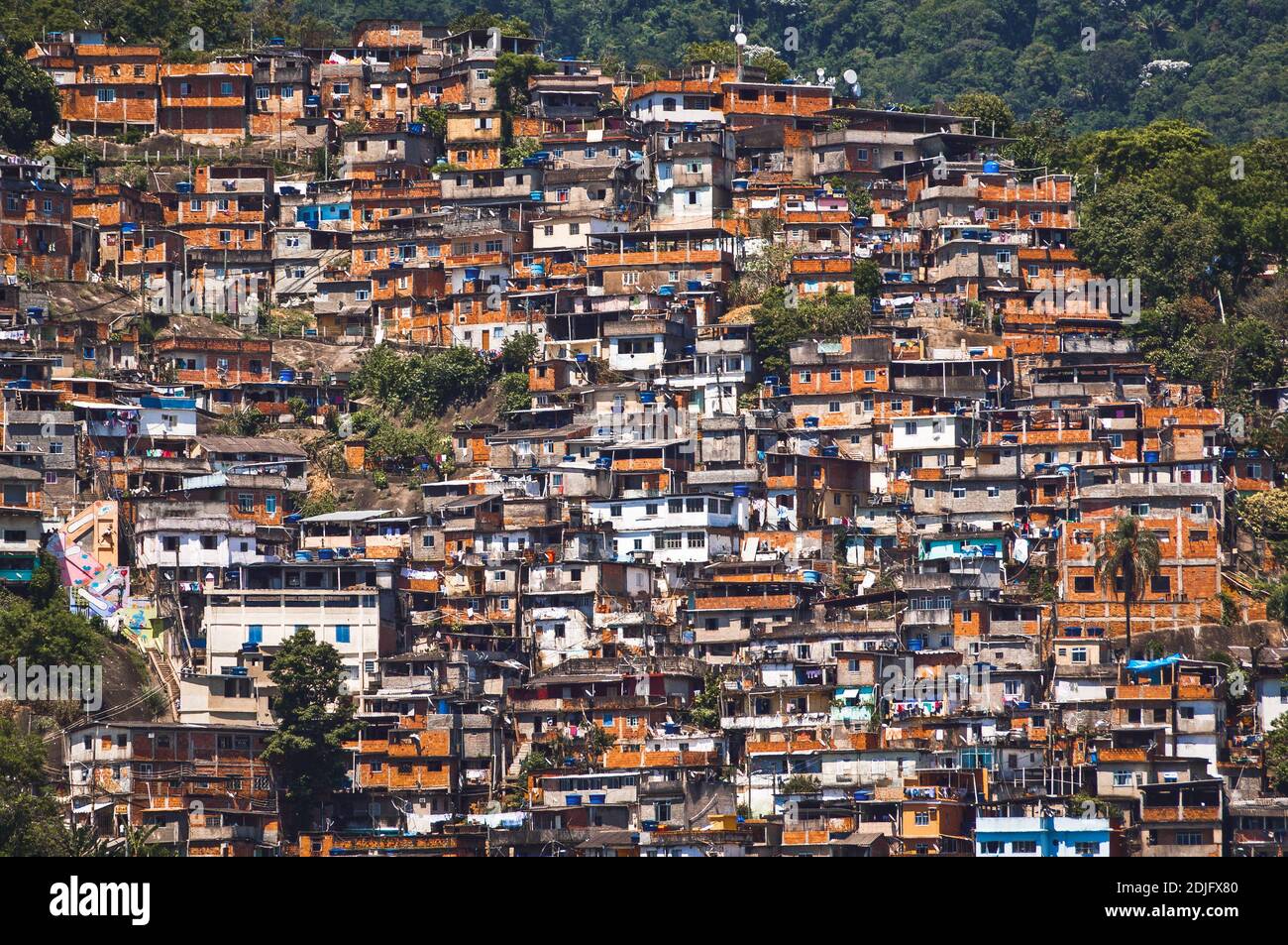 Red Brick Houses in Favela on the Hill in Rio de Janeiro City, Brazil ...