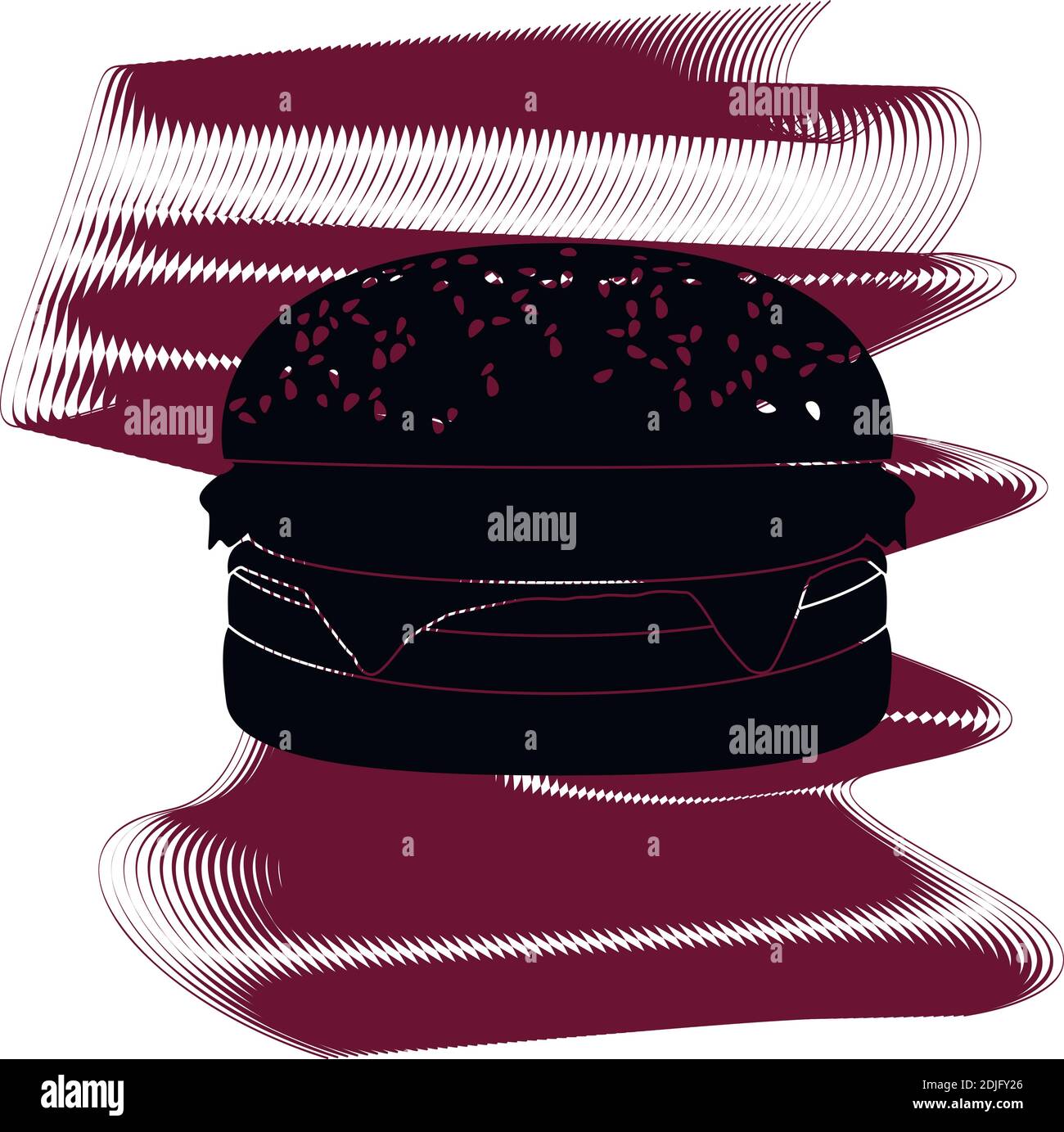 Burger icon of a set. Icon on vinous ripples isolated on white ...