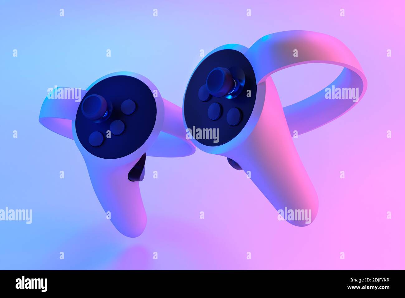 Virtual reality controllers for online and home gaming in neon lights ...