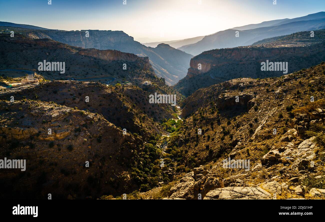 Scenic view of Al Hajar mountains from Jebel Akhdar (Green Mountain) in ...
