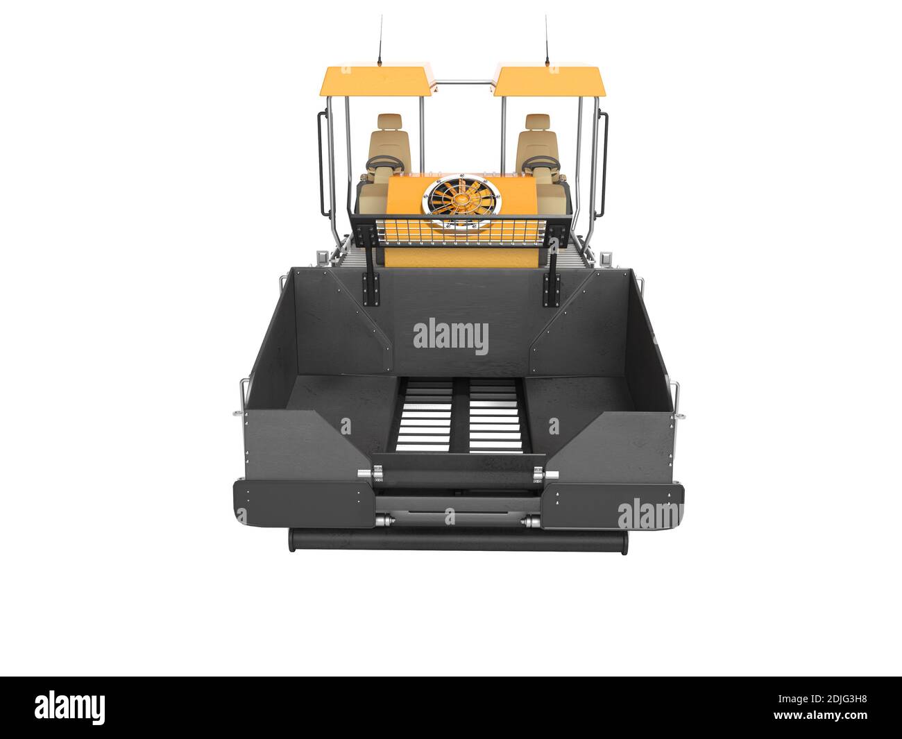 3D rendering paver machine front view on white background no shadow ...