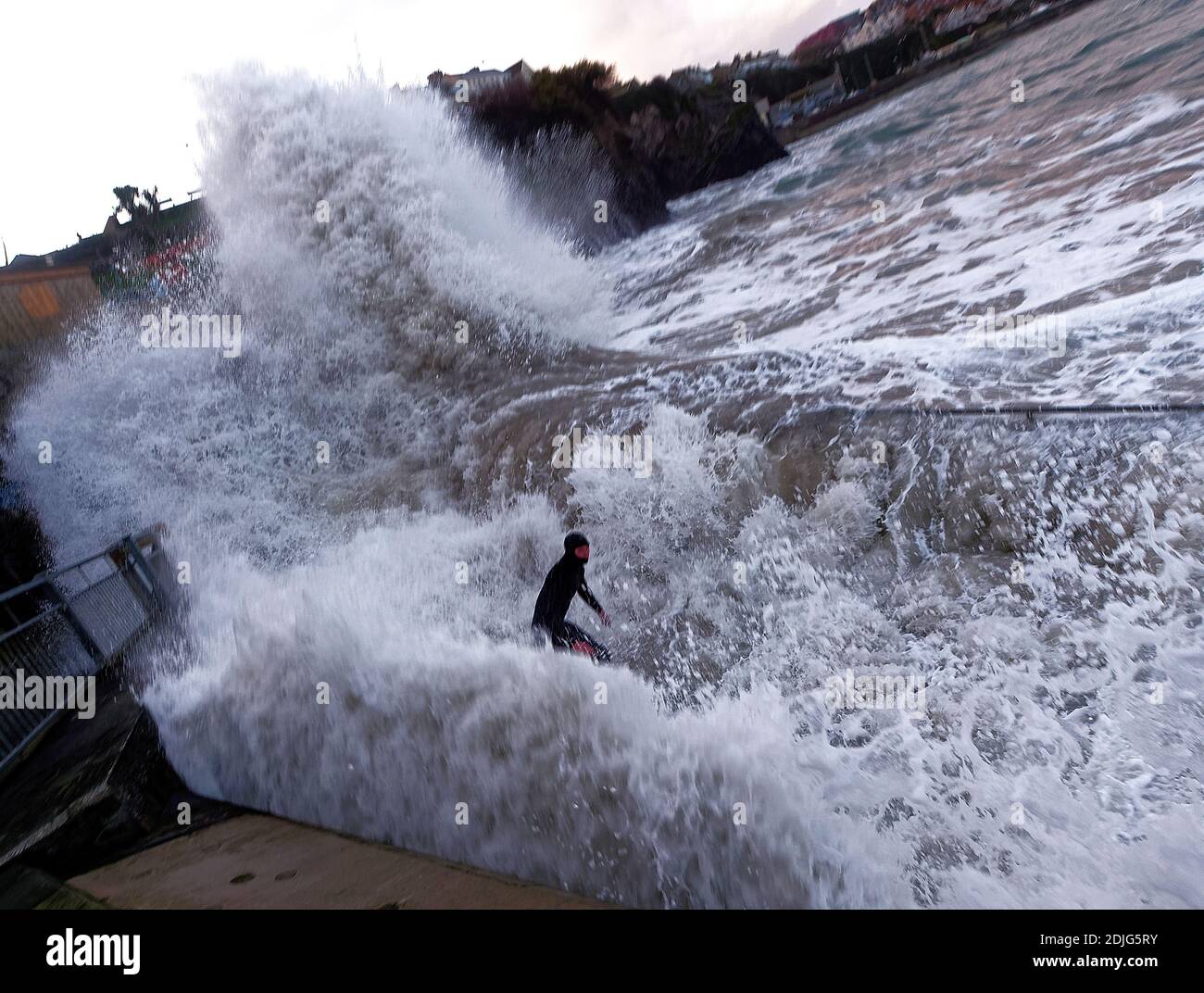 Newquay,Cornwall, UK. 14th December, 2020. UK Weather, Huge wave ...