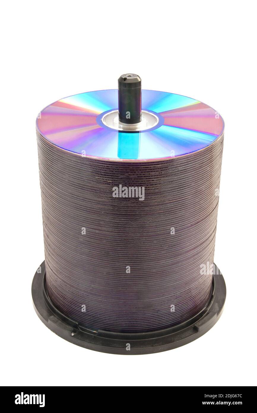 disks on a spindle isolated on white Stock Photo - Alamy