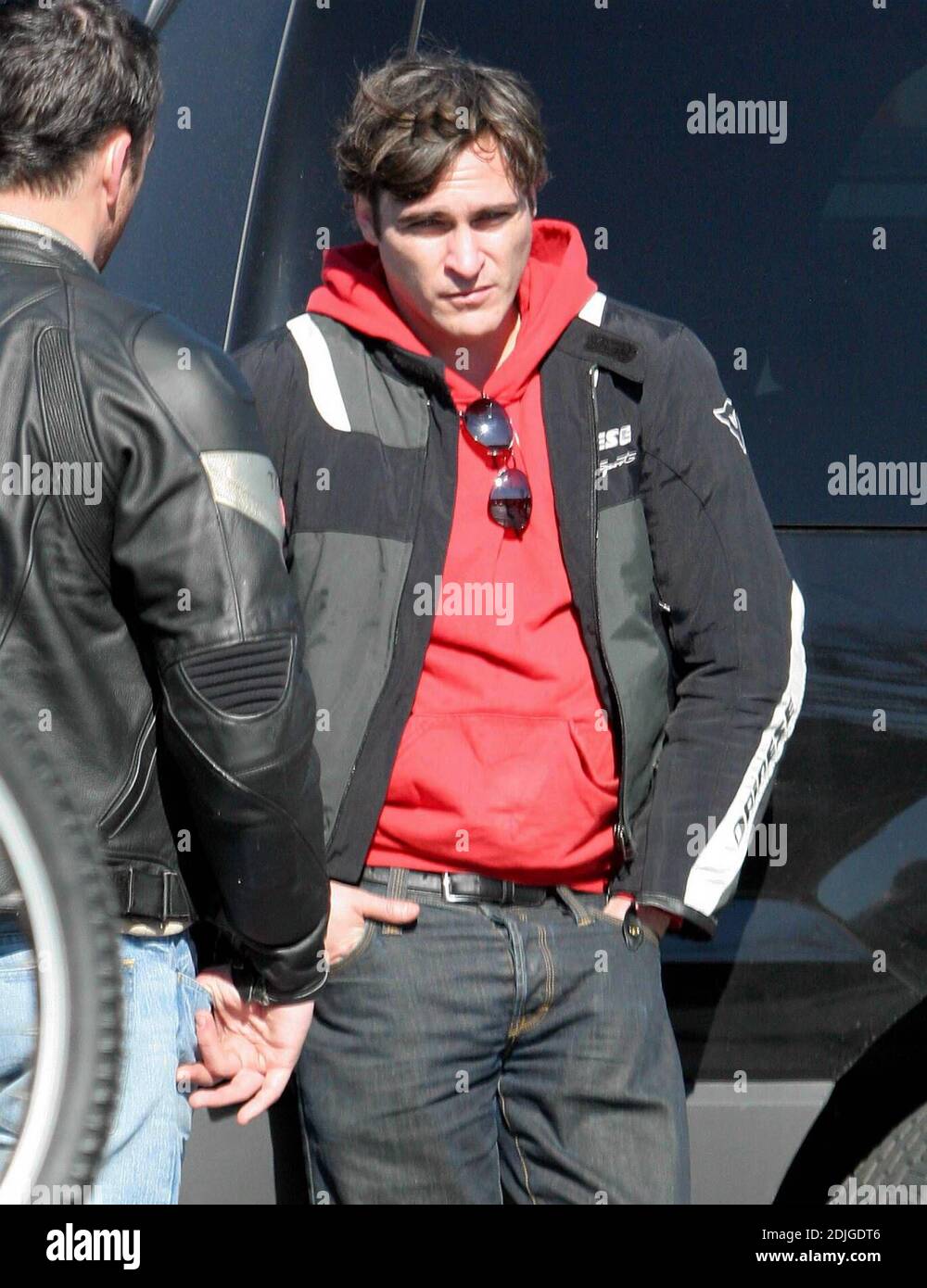Exclusive!! Joaquin Phoenix hangs out with his biker buddies on a sunny ...