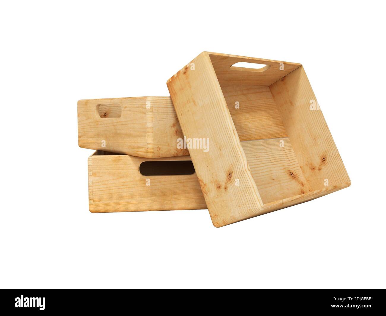3d rendering set of wooden deep box for transporting goods over long ...