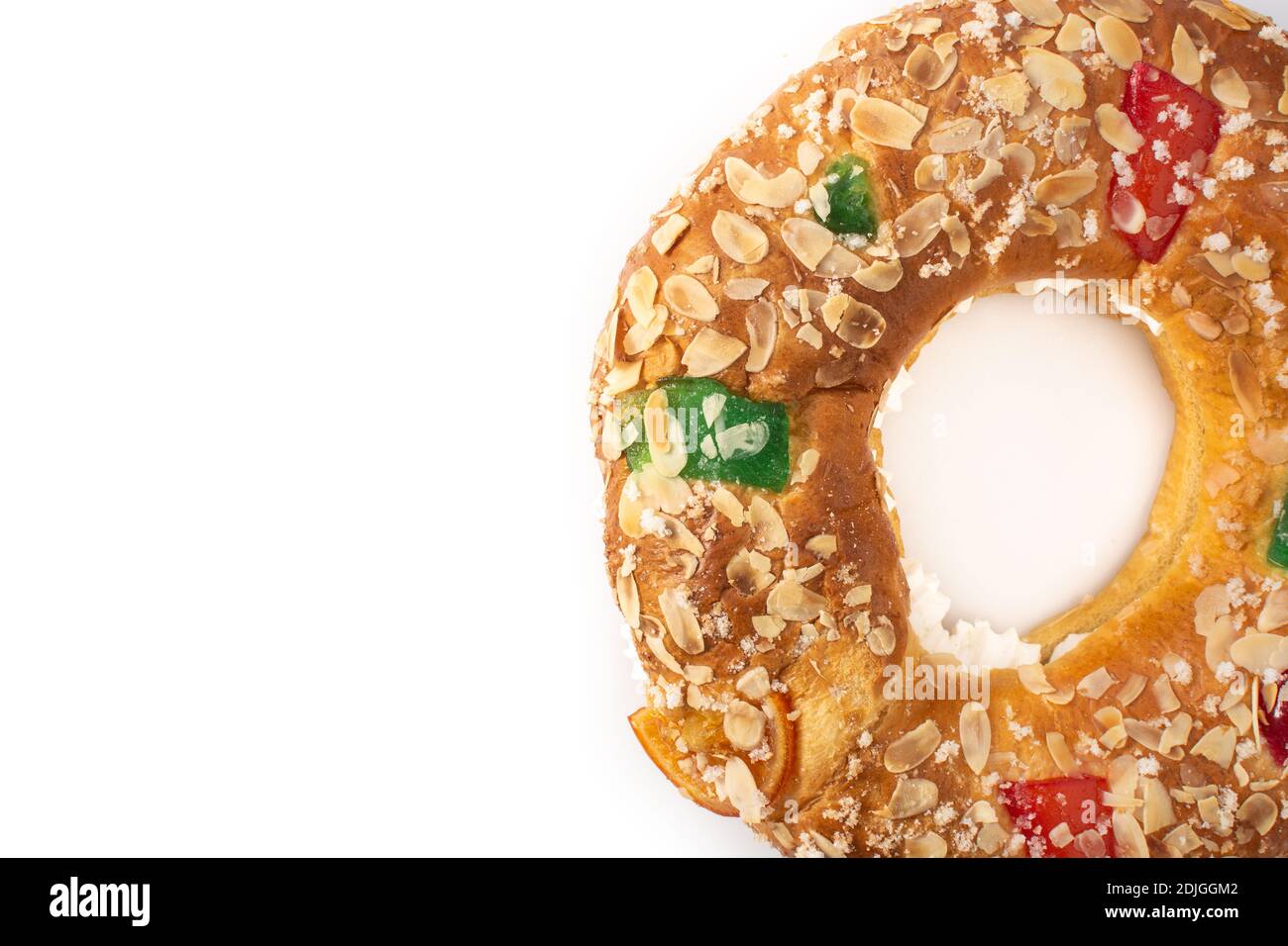 Epiphany cake "Roscon de Reyes" isolated on white background Stock ...