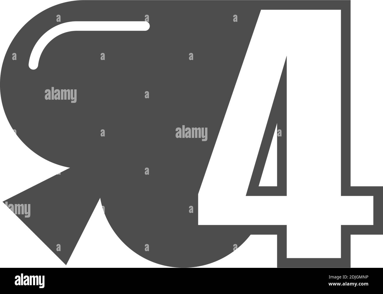 Number 4 logo combined with spade icon design vector Stock Vector Image ...