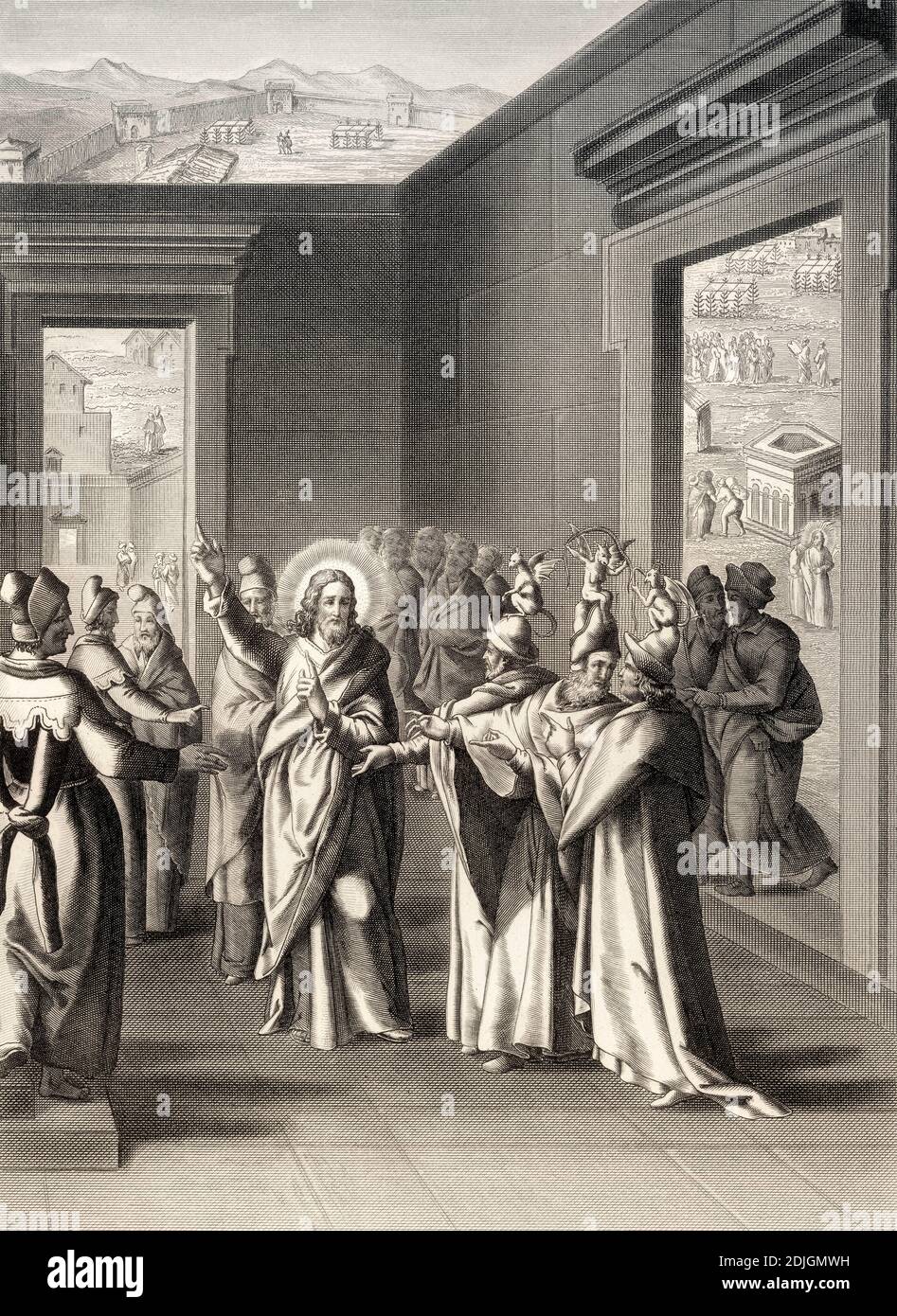 Jesus' debate with the Pharisees after the Feast of Tabernacles, steel ...