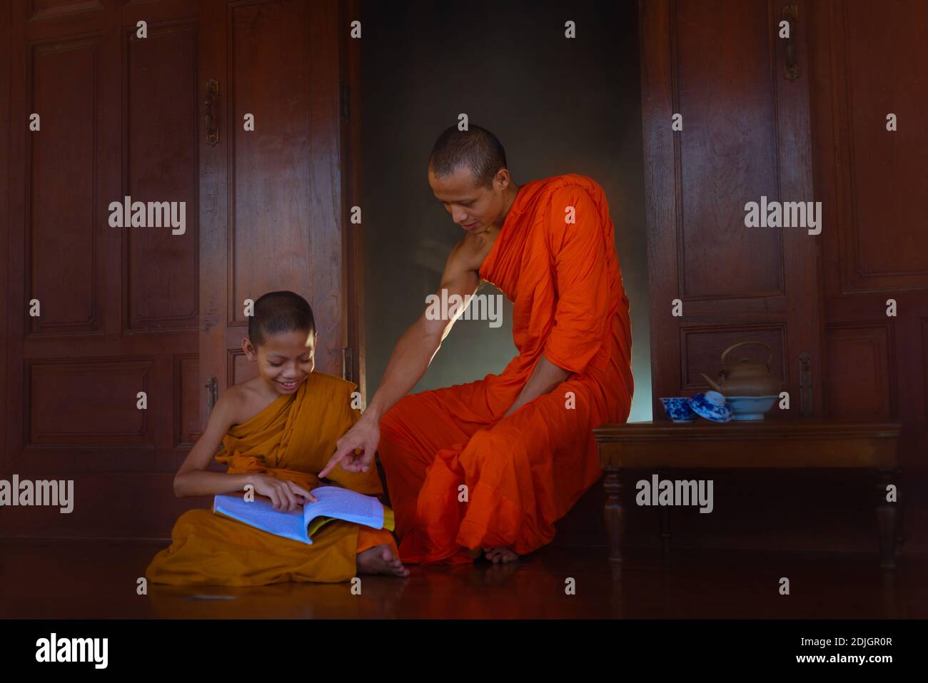 Pointing monk hi-res stock photography and images - Alamy