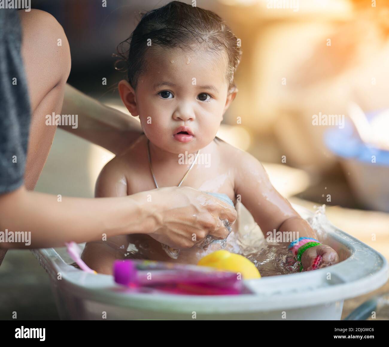 Baby and mom bathing soap hi-res stock photography and images - Alamy