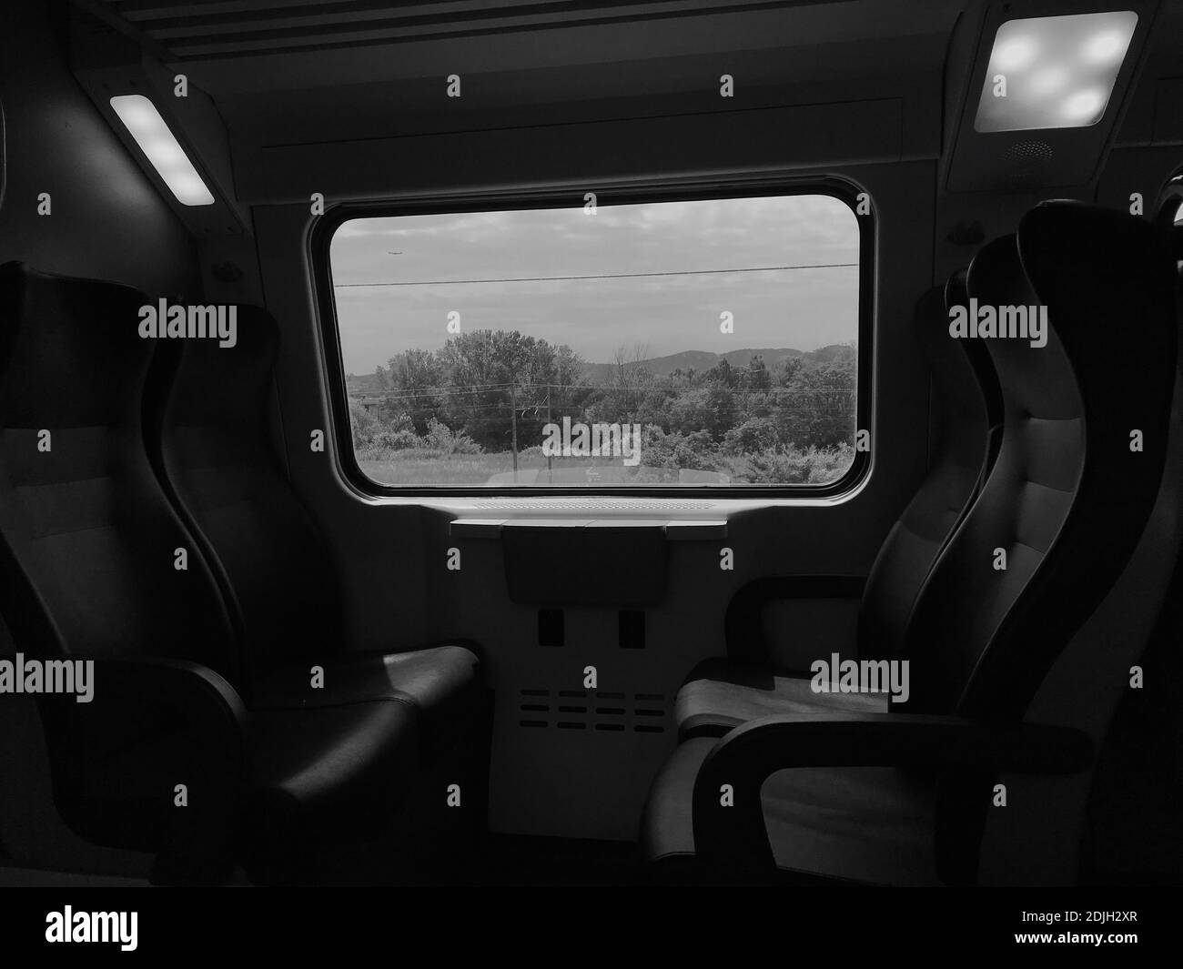 Train nature people window Black and White Stock Photos & Images - Alamy