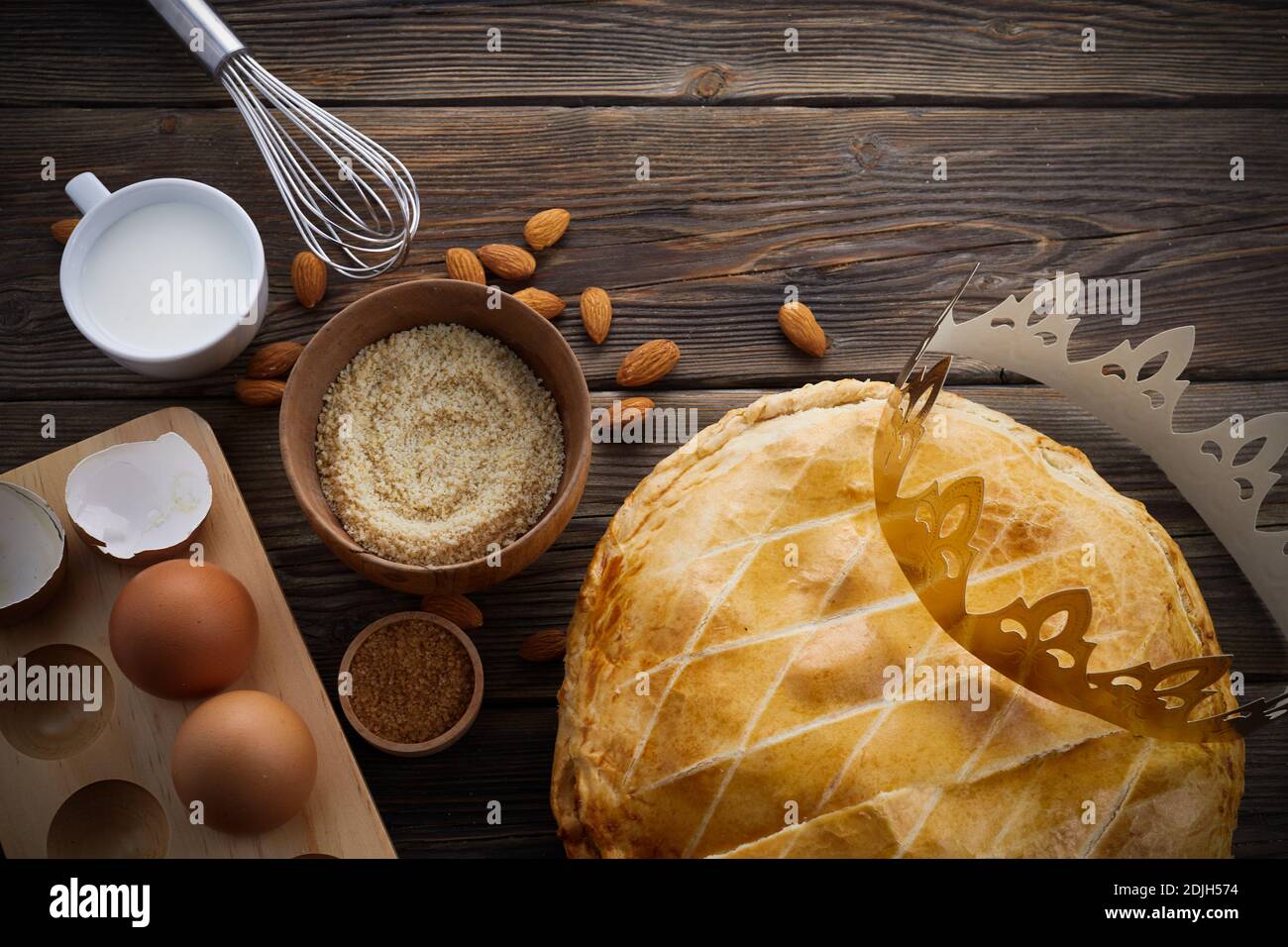 Epiphany cake, French Galette de rois. Epiphany day tradition Stock ...