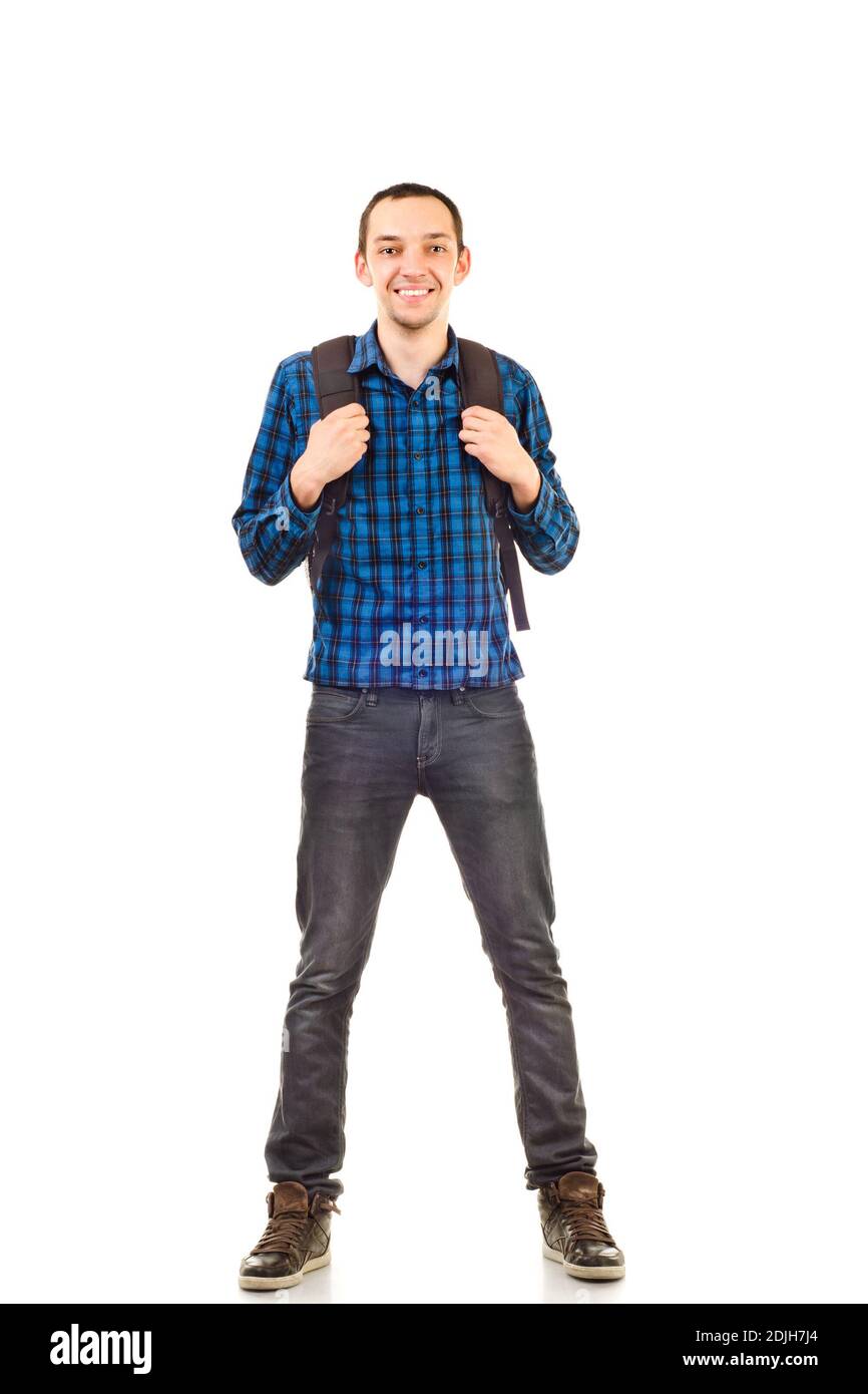 student boy isolated on a white background Stock Photo - Alamy