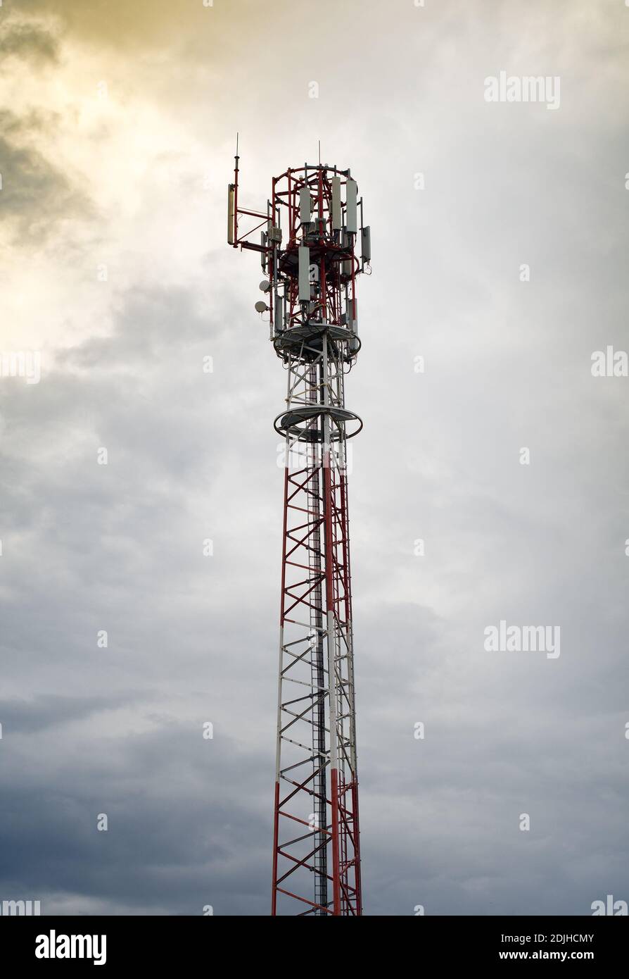 Telecommunication tower. Wireless Communication Antenna Transmitter ...