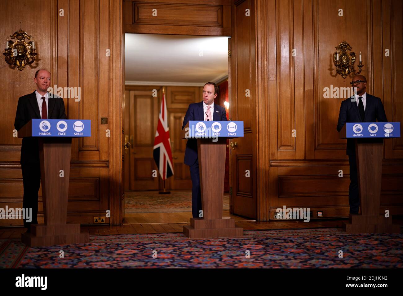 (Left to right) Chief Medical Officer Professor Chris Whitty, Health ...