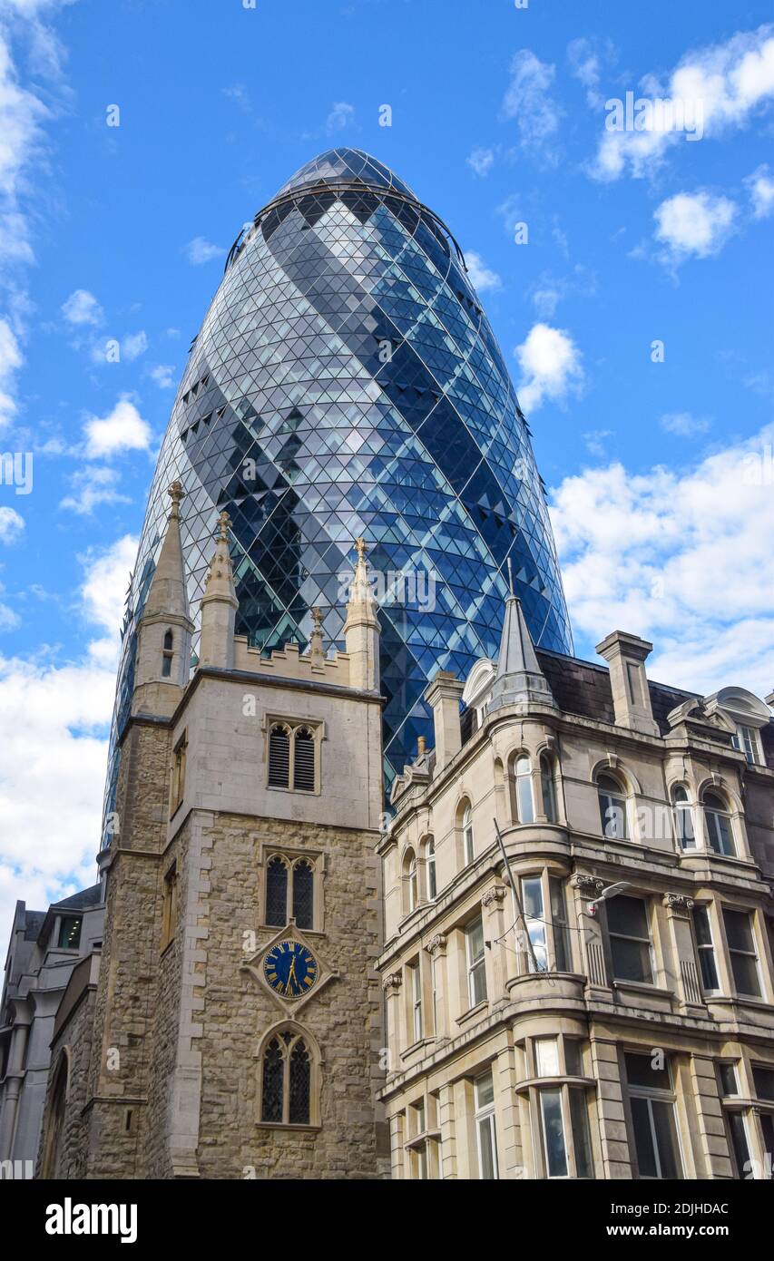 The Gherkin building exterior, City of London Stock Photo - Alamy