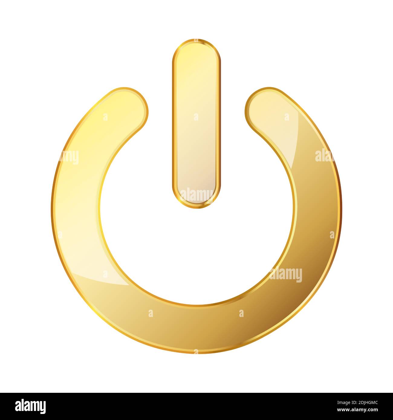 Power button. Gold vector illustration. Gold power button on white ...