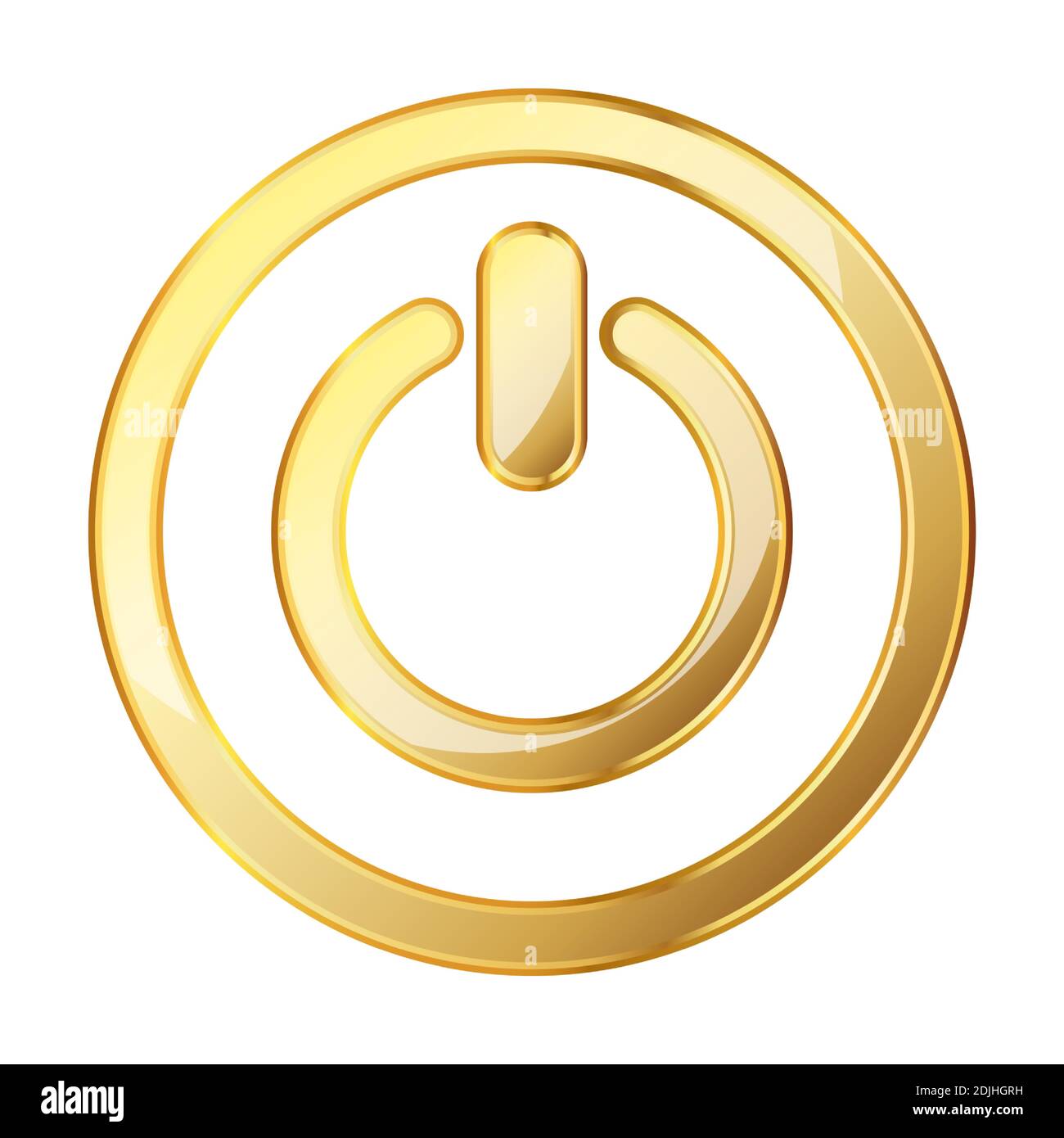 Power button. Gold vector illustration. Gold power button on white ...