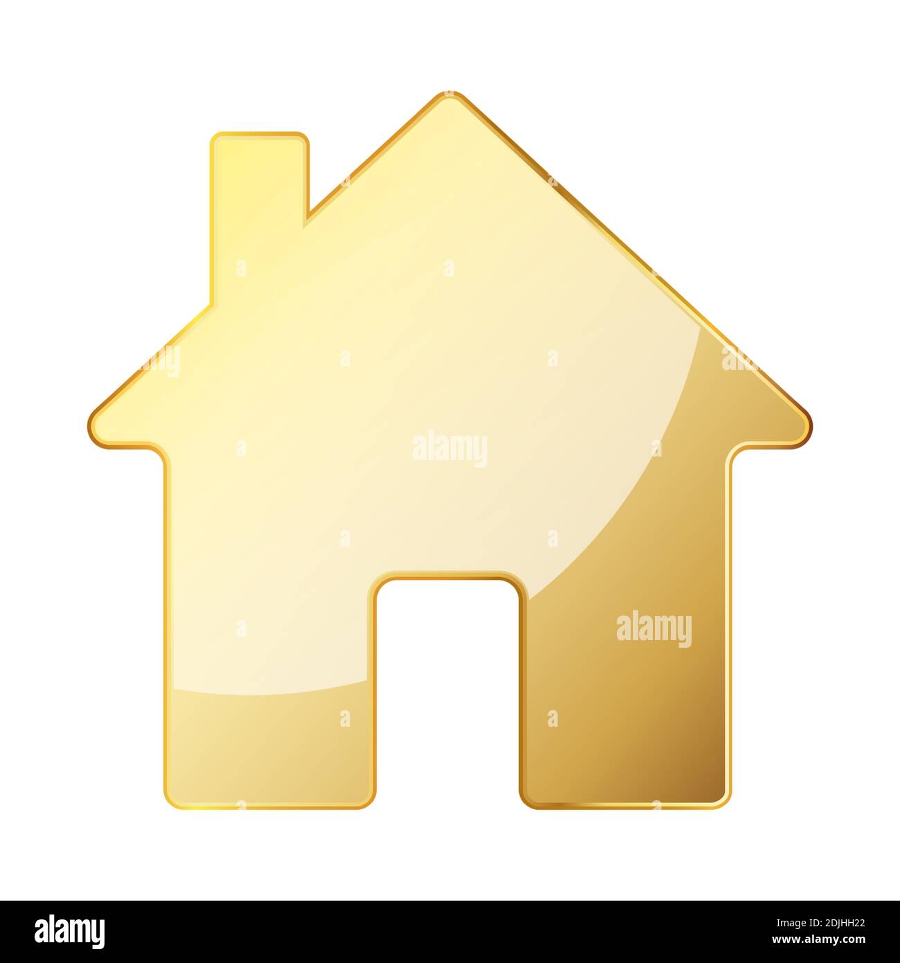 House icon. Gold vector illustration. Gold building icon on white ...