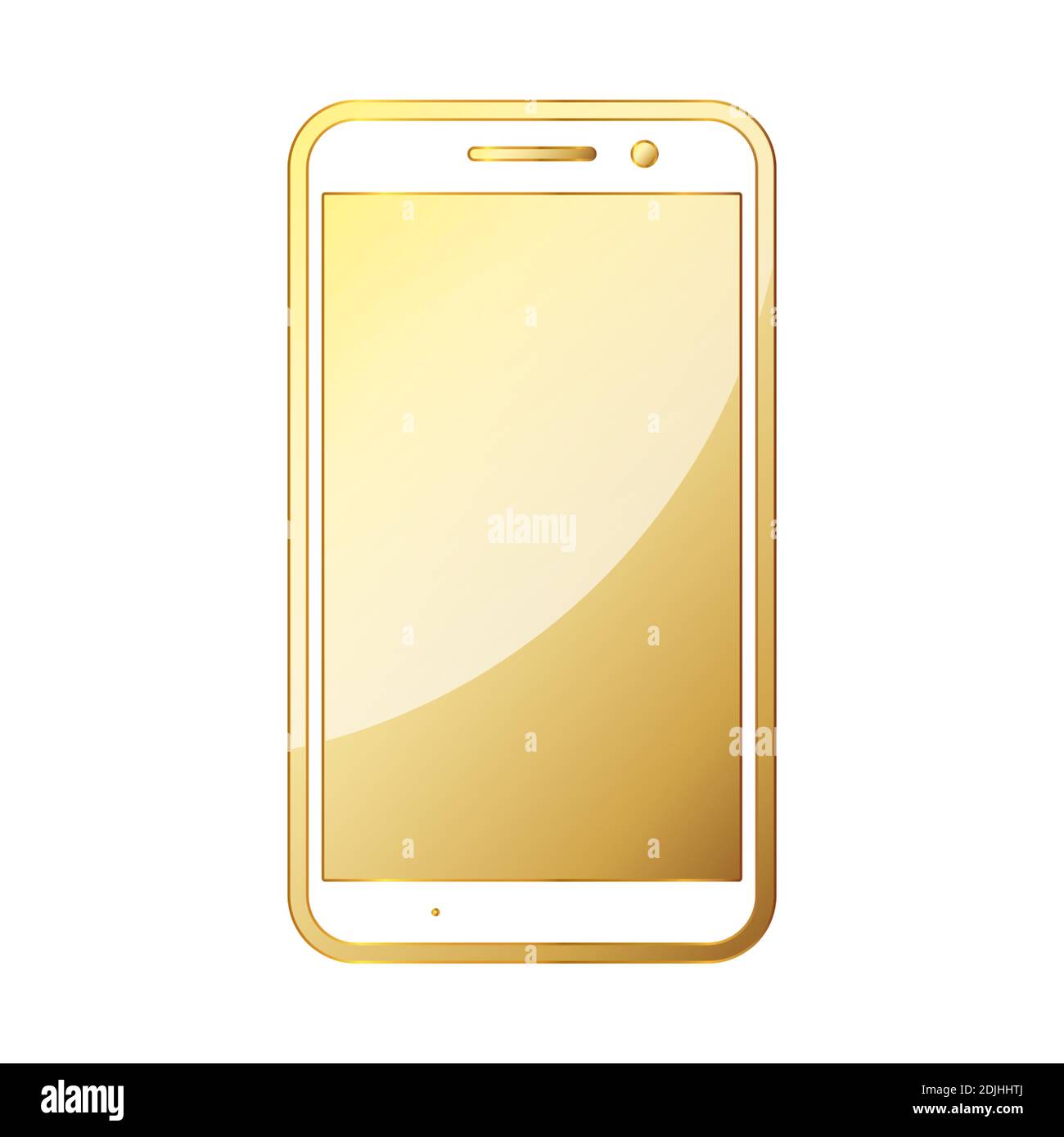 Phone icon. Gold smartphone icon isolated. Vector illustration. Gold ...