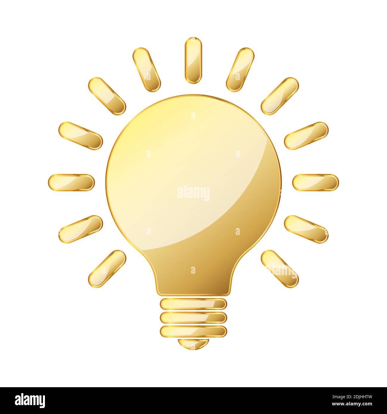 Light bulb icon. Gold light bulb icon isolated. Vector illustration ...