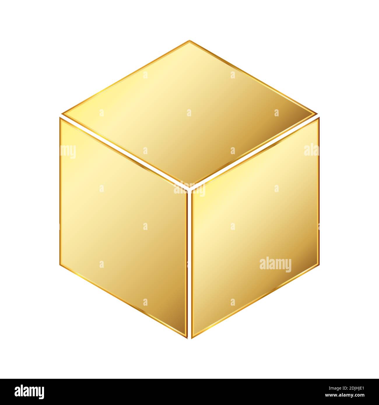 Cube icon. Gold vector illustration. Gold cube icon on white background ...