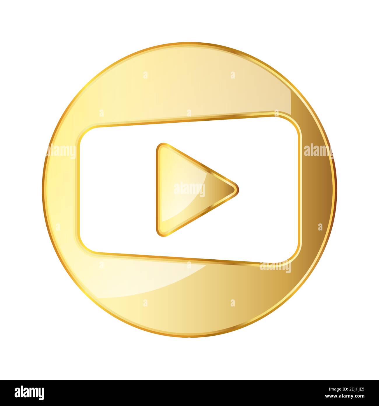 Gold play button. Play icon isolated. Vector illustration. Gold play ...