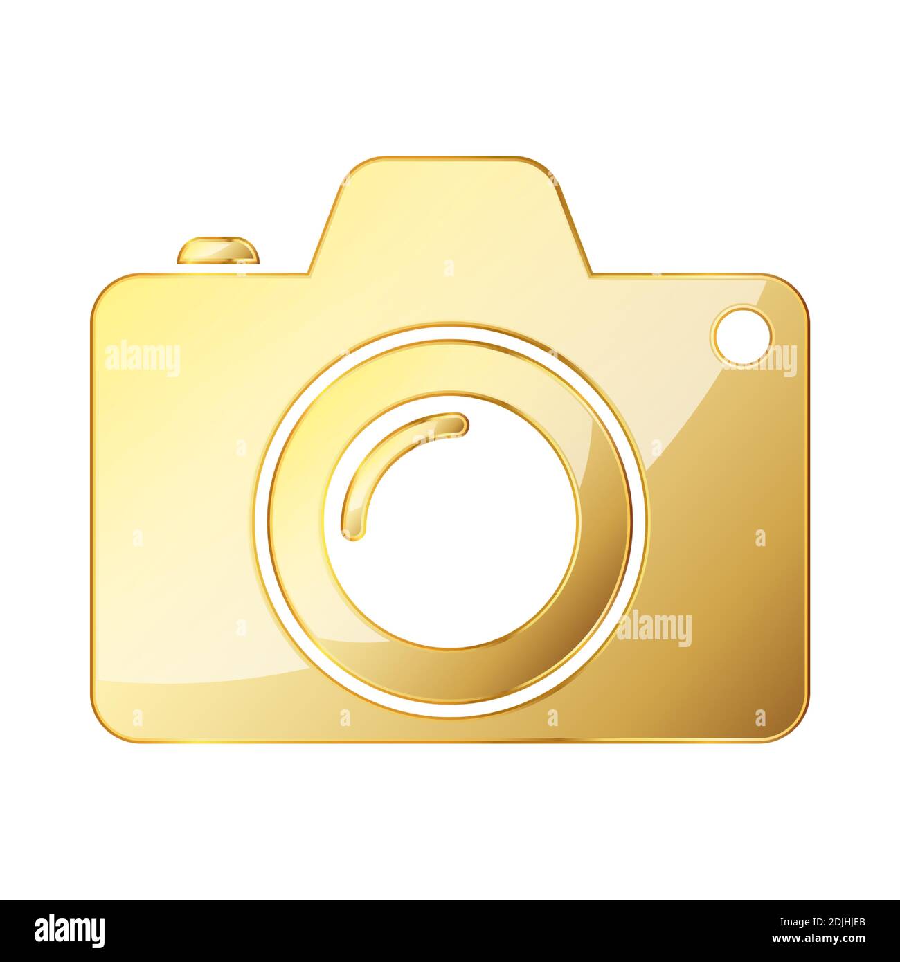 Photo camera icon. Gold photo camera icon isolated. Vector illustration ...