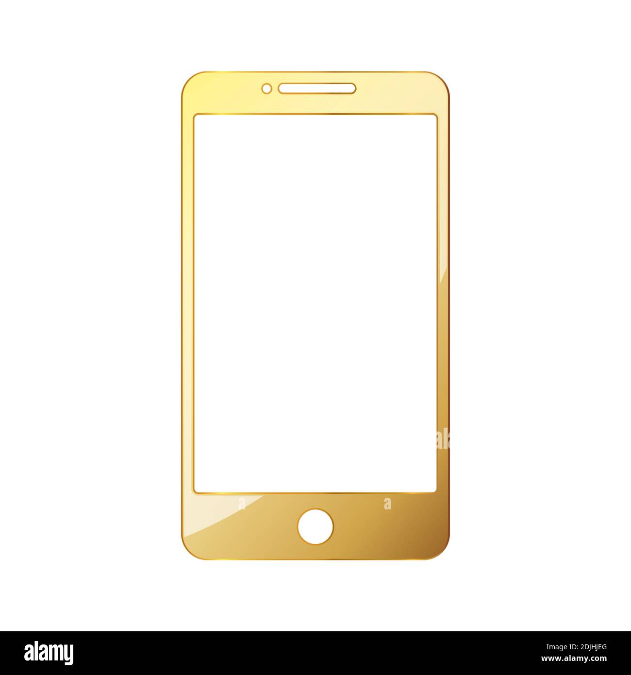 Phone icon. Gold smartphone icon isolated. Vector illustration. Gold ...
