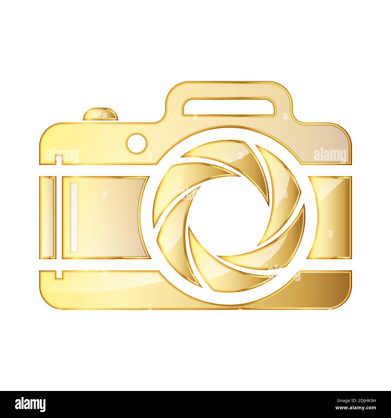 Photo camera icon. Gold photo camera icon isolated. Vector illustration ...