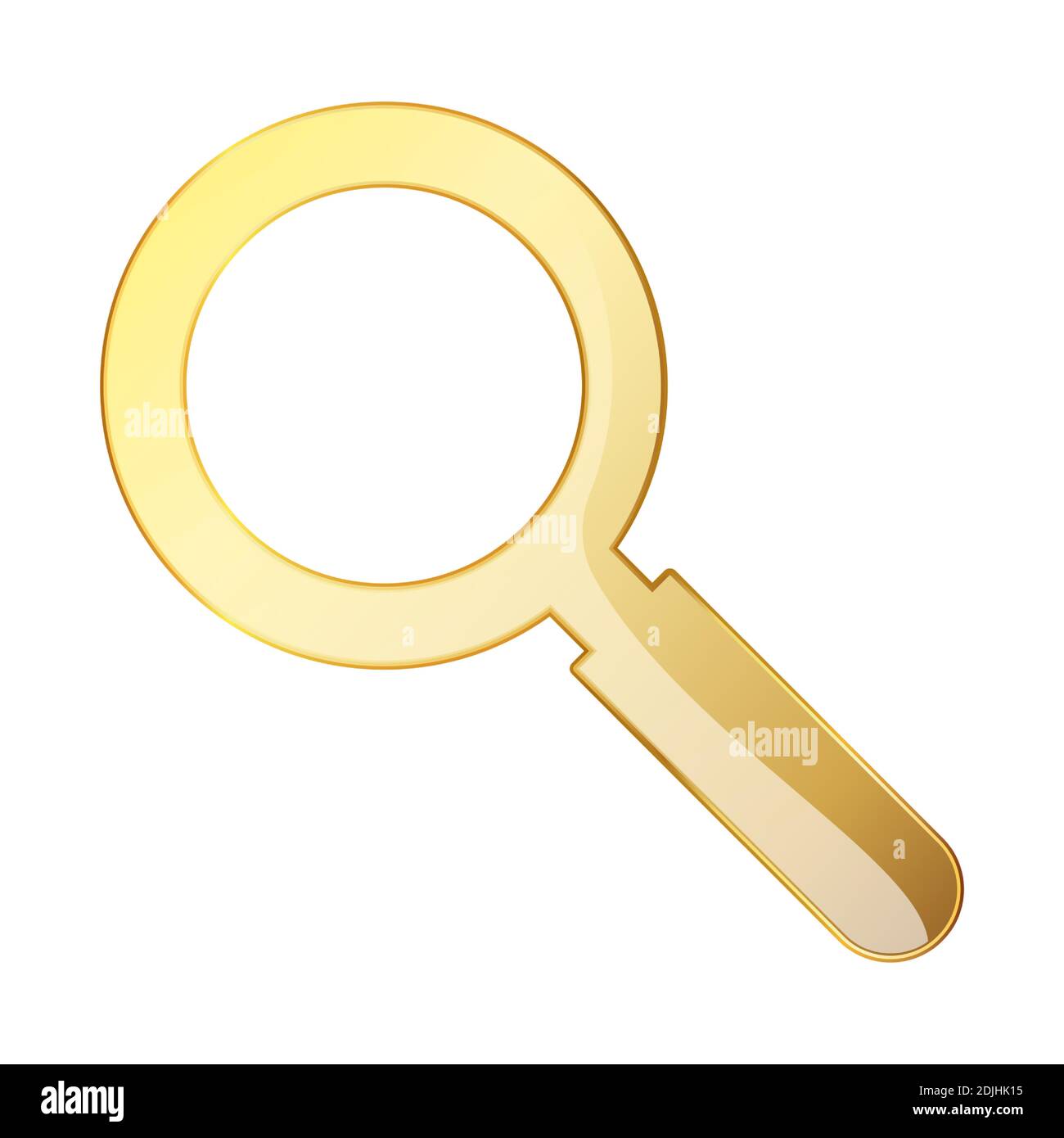 Magnifier icon. Gold magnifier icon isolated. Vector illustration. Gold ...